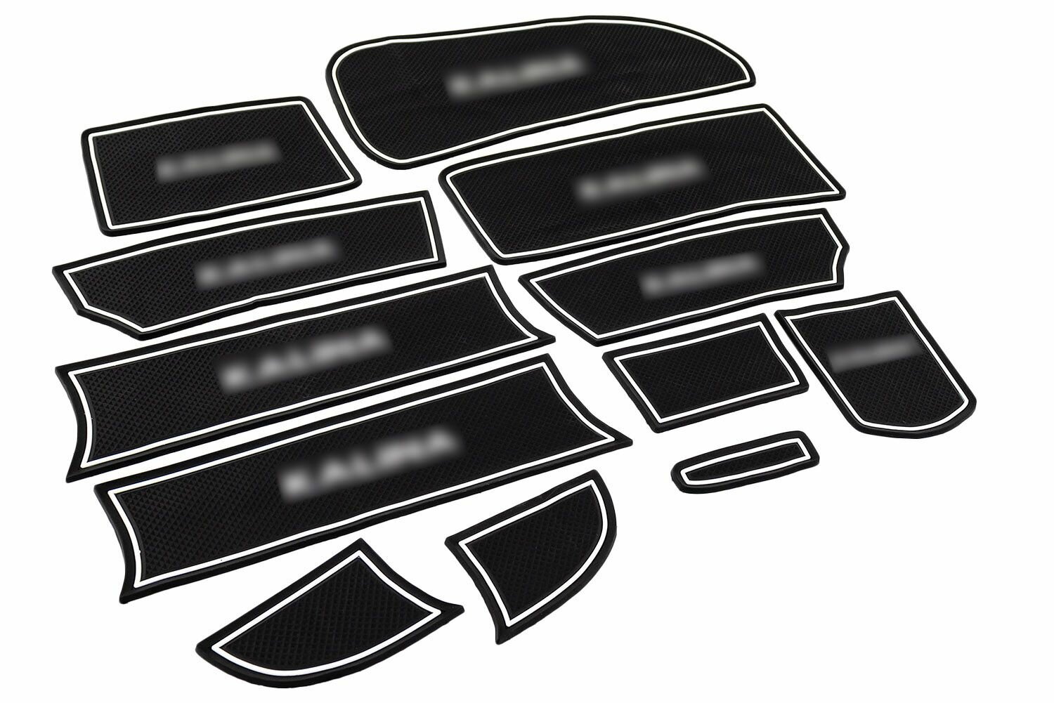 Комплект силиконовых черно-белых ковриков панели приборов и консоли для Лада Калина