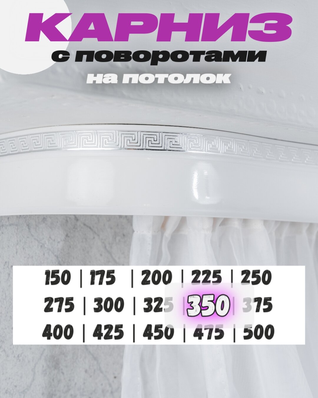 Карниз для штор потолочный 350 см поворотный двухрядный твоя зона комфорта