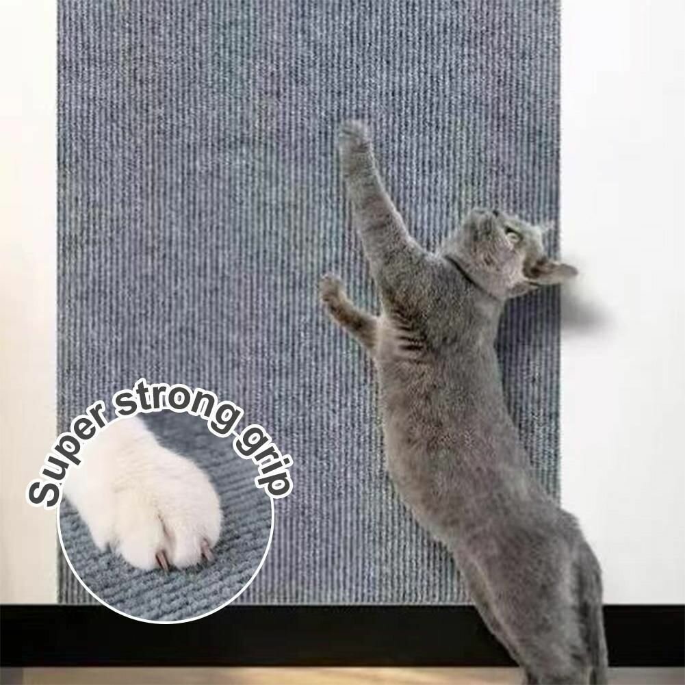 Когтеточка на стену для кошек, самоклеющаяся ковролин, защитная пленка для мебели/стен, темно-серый, 100x60 см