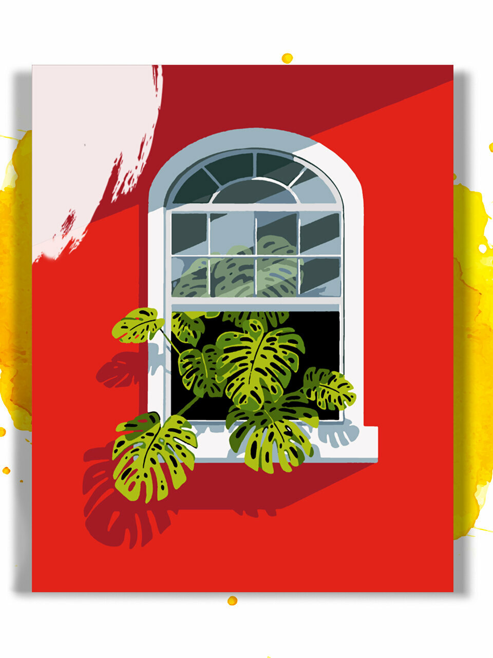 Картина по номерам на холсте Монстеры в окошке, 40 х 50 см