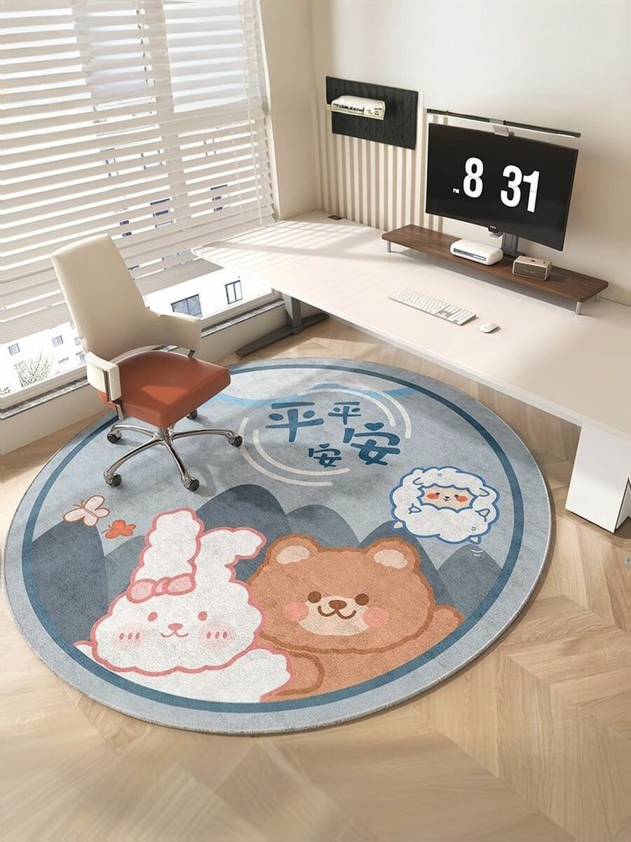 Защитный коврик 2х2м, Круглый ковер, различные стили, короткий бархатный хрустальный бархат