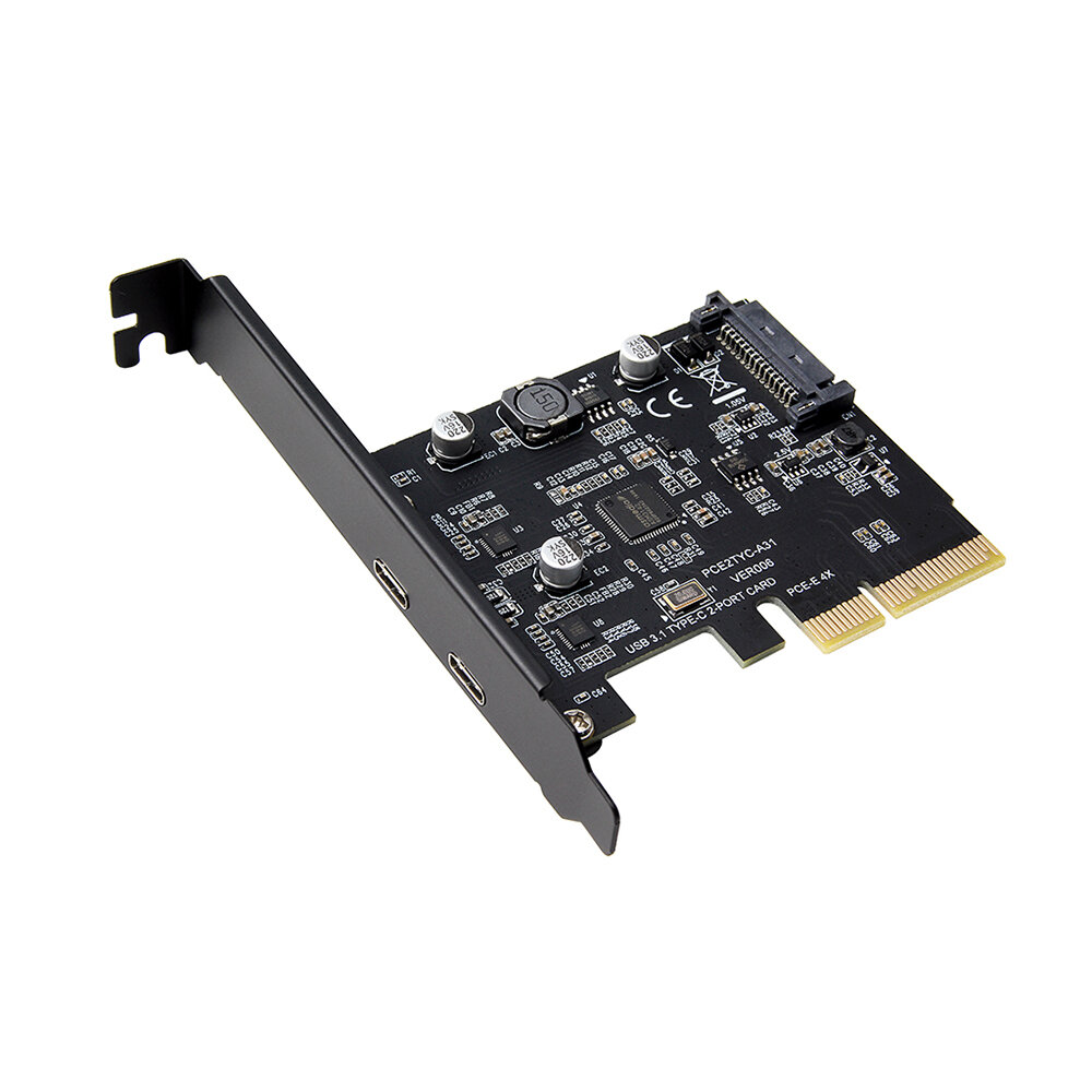Плата расширения USB3.1 PCI-E 4X в карту с двумя адаптерами Type-C Карта преобразователя