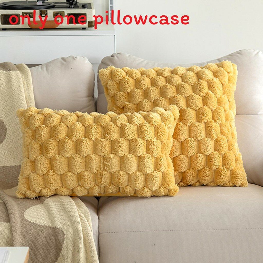 Подушка чехол из искусственного меха ананасовая текстура на заказ для декора гостиной спальни 50x50см желтый