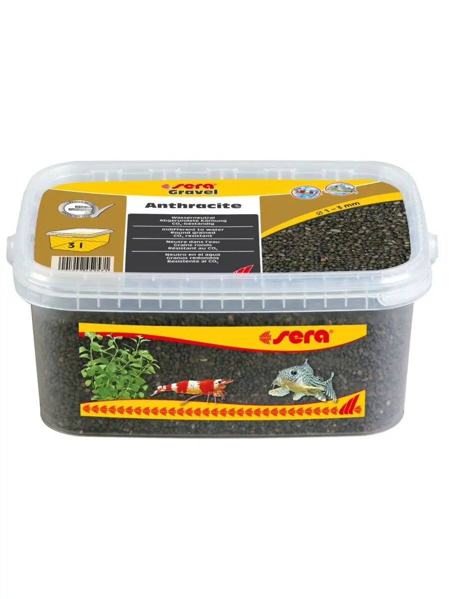 Грунт для аквариума Gravel Anthracite, антрацит, Ø1-3 мм, 6л