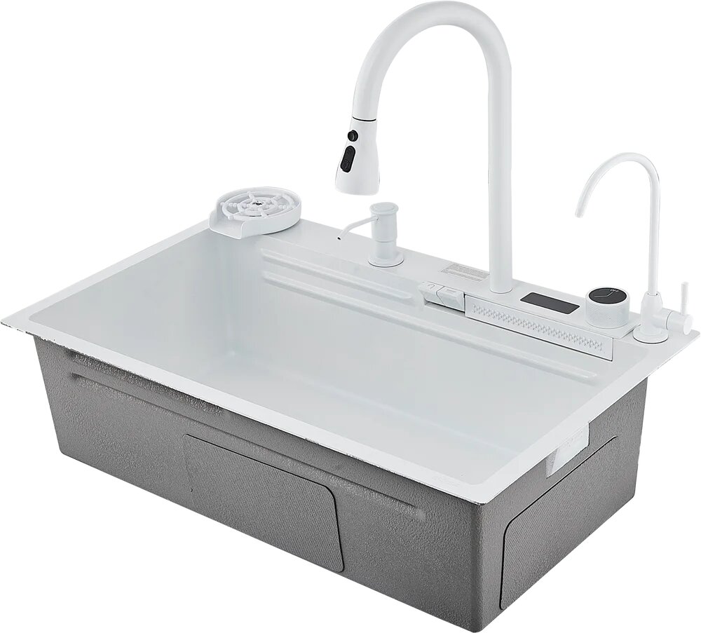 Многофункциональная мойка для кухни Savol S-SC002W с водопадом, белый