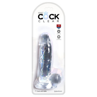 Фаллоимитатор King Cock Clear 7" Cock with Balls, прозрачный Реалистичный, на присоске