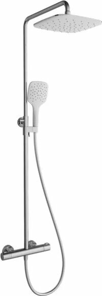 Душевая стойка Ravak Termo 300 TE 093.00/150 со смесителем, термостатическим, хром, глянцевая, душевая система с тропическим душем, с лейкой, латунная