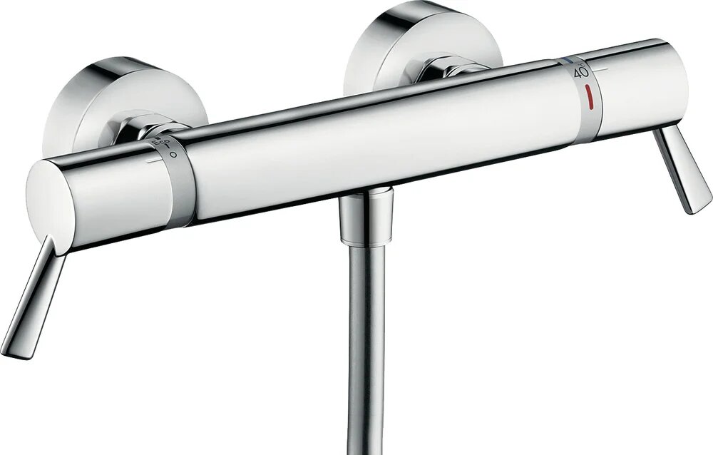 Термостатический смеситель Hansgrohe Ecostat Comfort Care 13117000 хром, глянцевый, настенный, латунный, без лейки, смеситель для ванны с душем