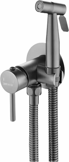 Гигиенический душ Shevanik S147T встраиваемый, скрытого монтажа, со смесителем, вороненая сталь, матовый, латунь, рычажный, смеситель для биде