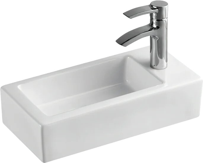 Раковина маленькая в туалет Weltwasser WW Aisbach 5092 37 R мини, подвесная, прямоугольная, фаянсовая, белая, 37 см