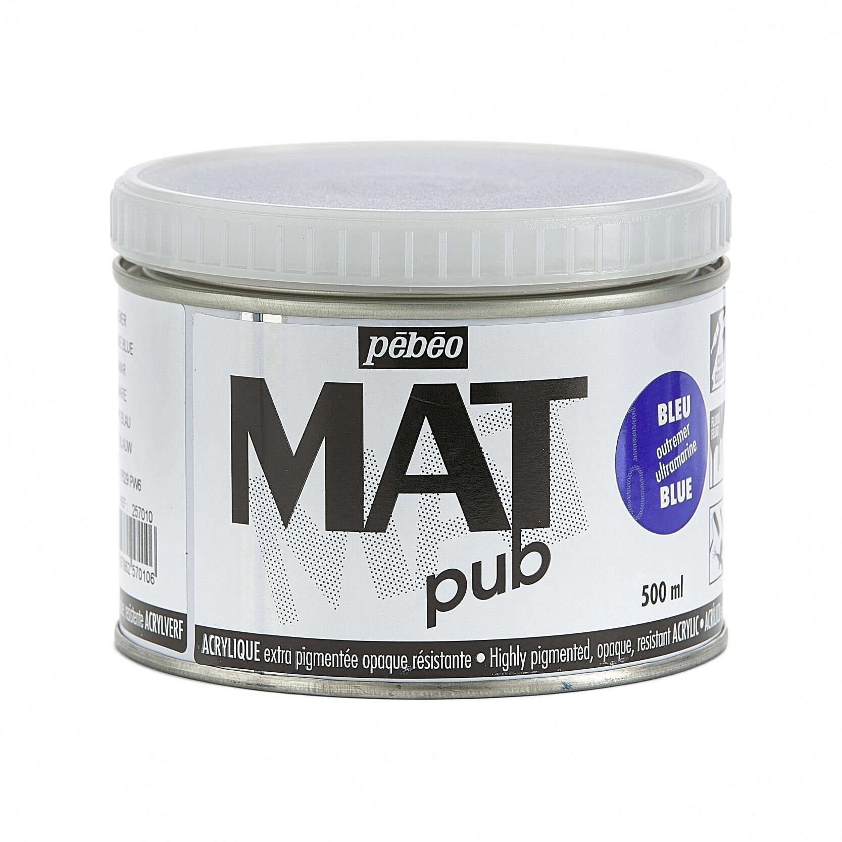 PEBEO Mat Pub краска акриловая, экстра матовая №1 500 мл, Ультрамарин, 257010