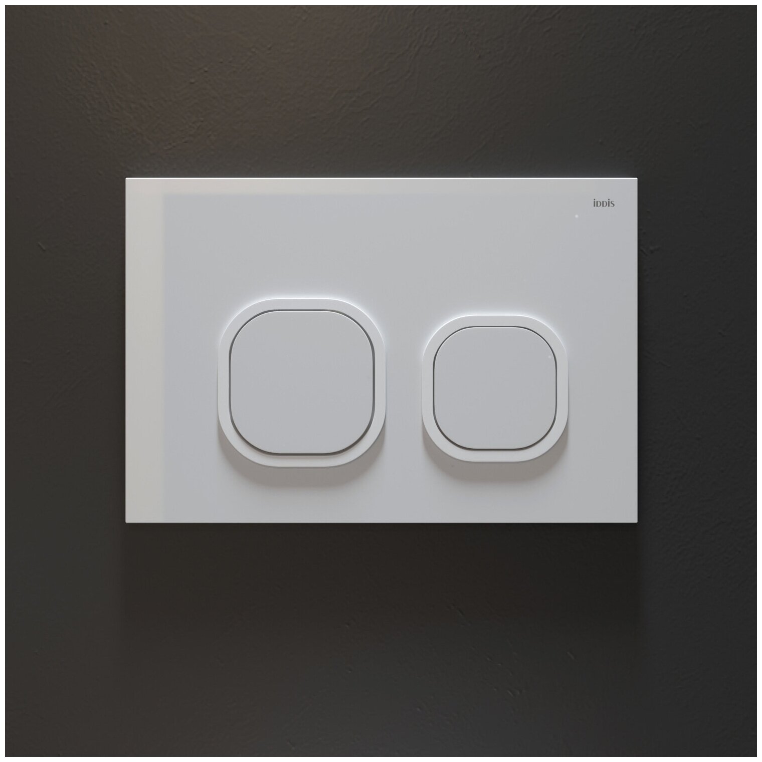 Клавиша смыва для инсталляции IDDIS Uniglass 001 универсальная, белое стекло UNG01GWi77