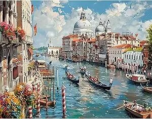 Венеция, Италия, Алмазная Живопись, Городской Пейзаж С Лодками, Алмазная Мозаика, Пейзажное Украшение Для Стен