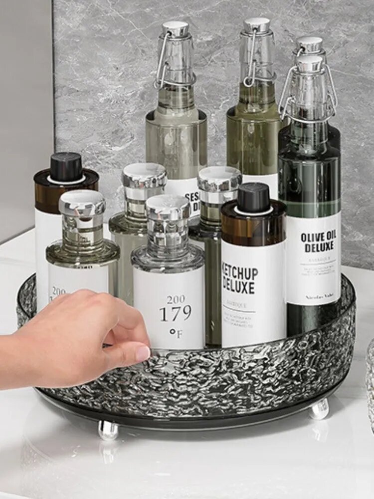 Органайзер для косметики вращающийся в ванную / Крутящаяся подставка / Поднос вращающийся