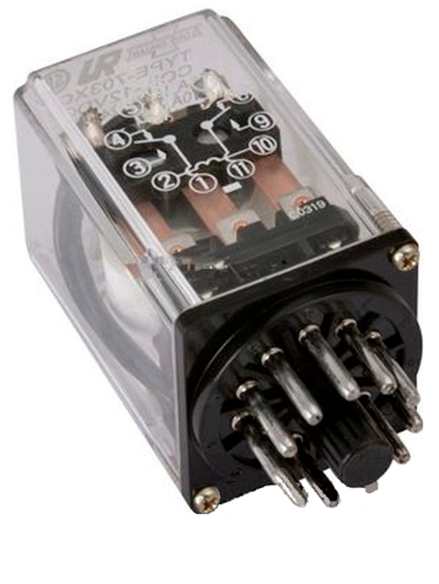 703XC, реле силовое, два переключающих контакта, 10А, катушка 220В