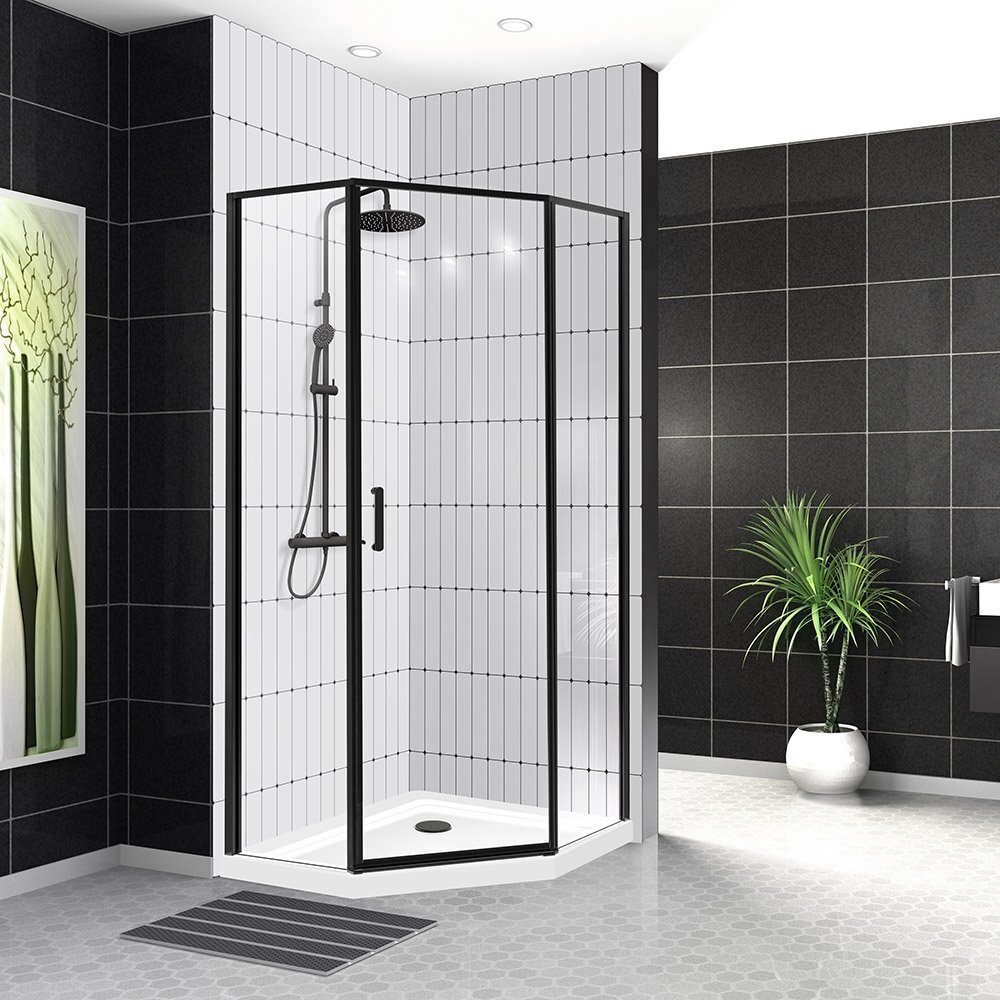 Душевой уголок BelBagno UNO-195-P-1-90-C-NERO 90х90 стекло прозрачное/профиль черный