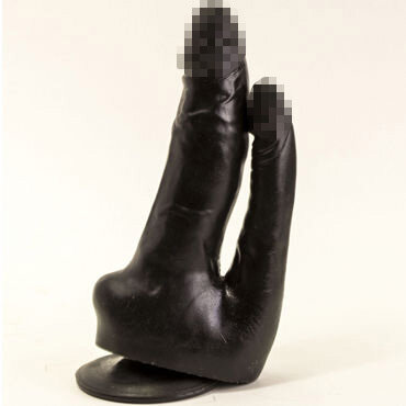 Биоклон Анально-вагинальный фаллоимитатор, черный Со стимуляцией клитора