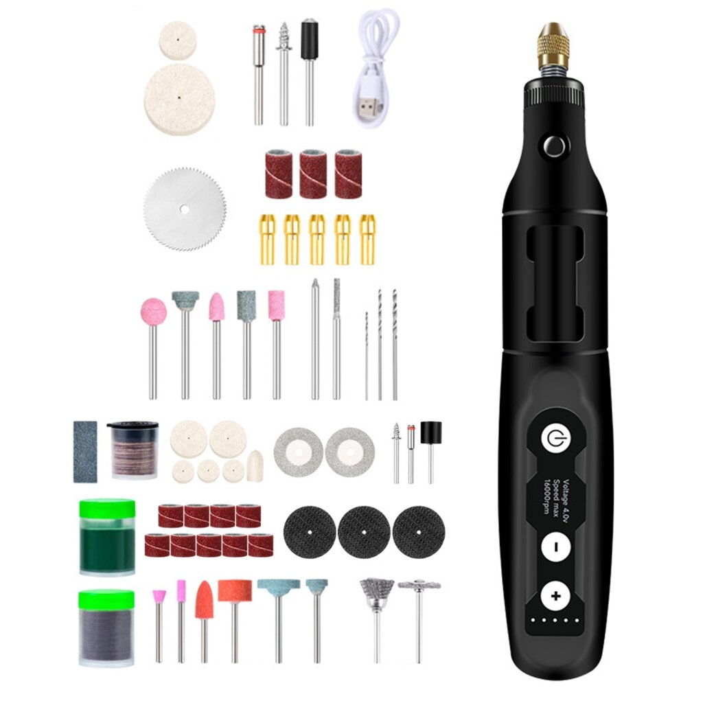 Мини -беспроводной ротационный инструмент Перезаряжается 3,7 В 18000 об / мин 5 -скоростной электрический комплект для очистки и гравировки полировки