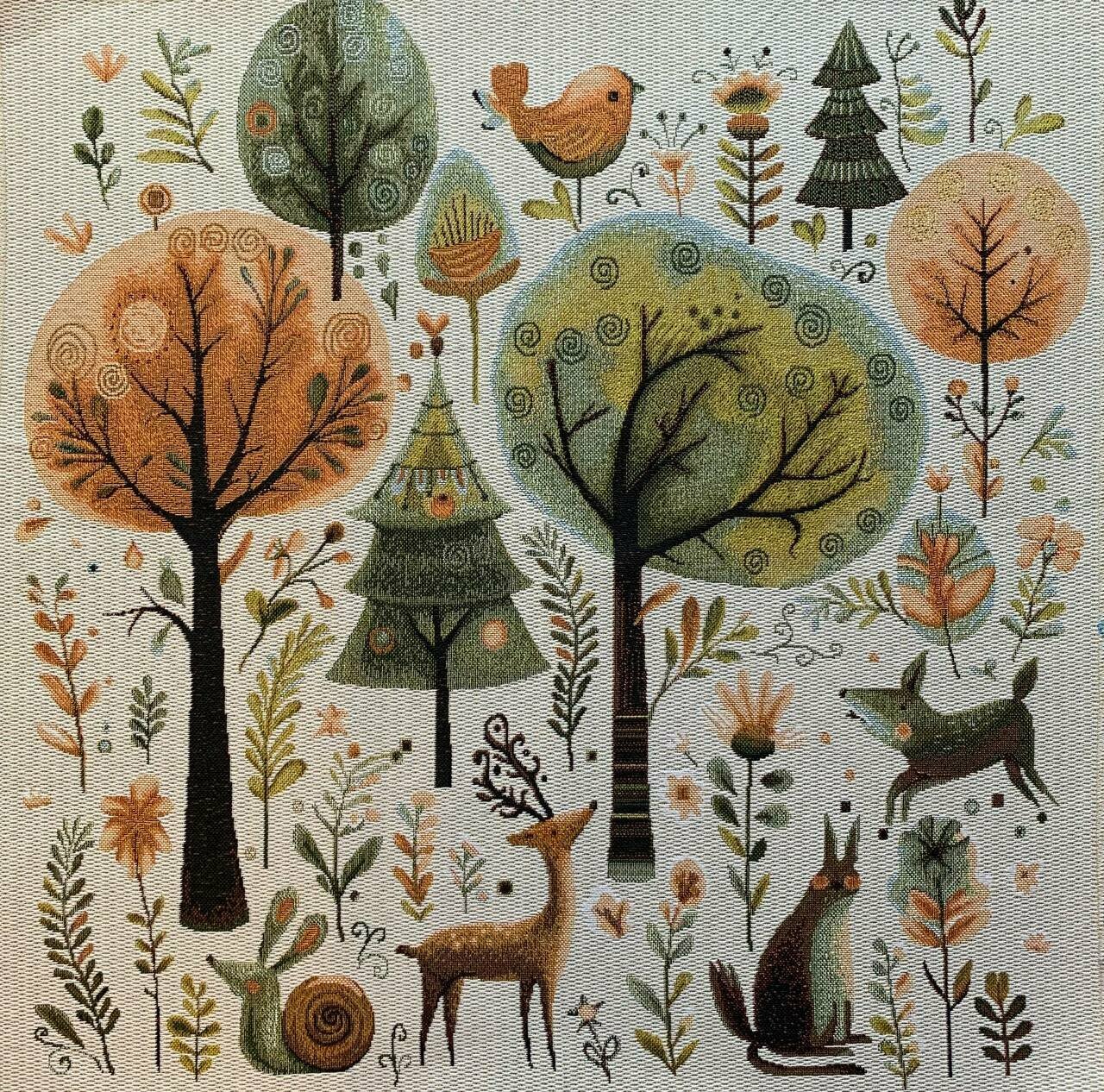 Гобелен, гобелен без рамы 45х45 см / "Сказочная страна. Лес"