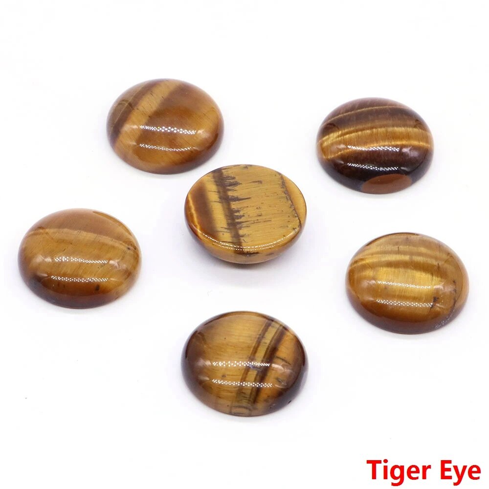 5 шт./лот, круглые кабошоны из камня, 6-25 мм, для ювелирных изделий Коричневый, 25mm, Tiger Eye