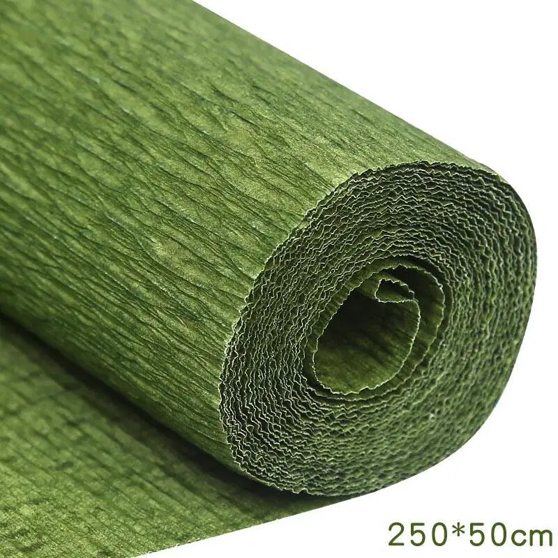 Крепированная бумага зеленая 250x50 см, ArmyGreen