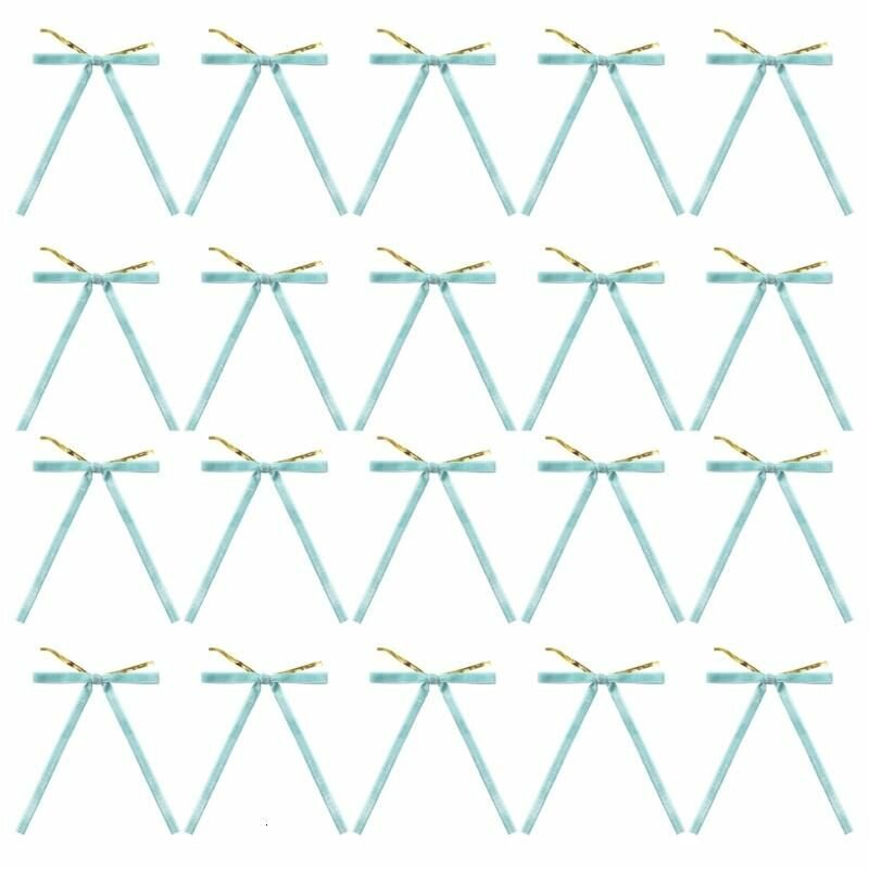 20шт, бант из флокированной ленты-светло-голубой