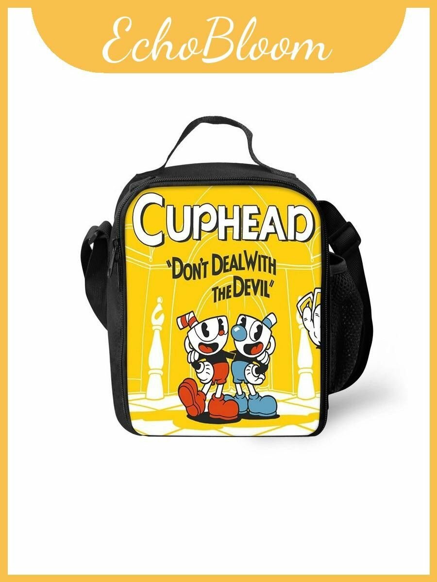 Ланчбокс cuphead для детей с удобной ручкой, 3d дизайн, стиль b, в комплекте охлаждающий пакет