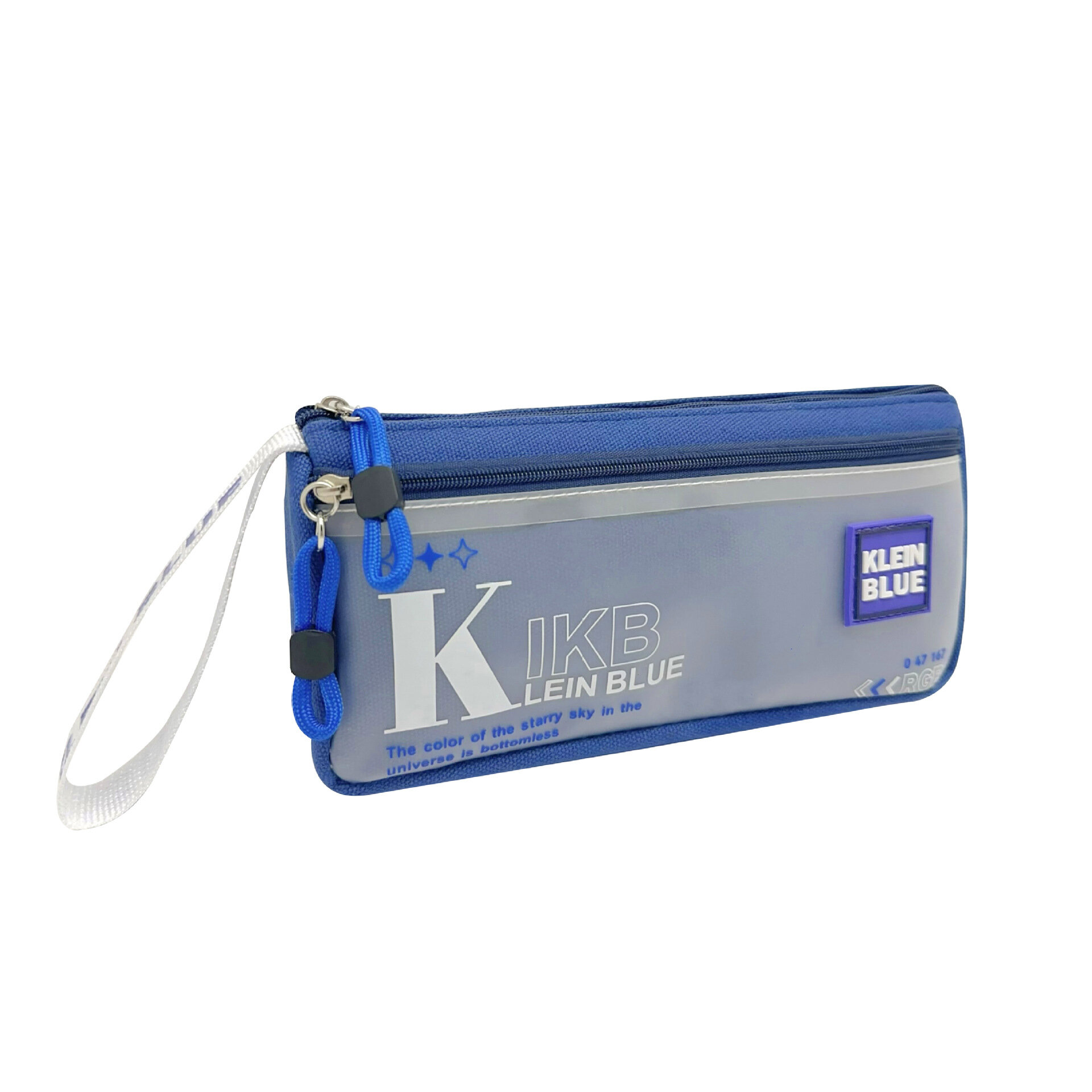 Прозрачный пенал Klein Blue, вместительный двухслойный канцелярский органайзер из холста, стильный и прочный чехол для ручек для мальчиков и студентов, школьные принадлежности