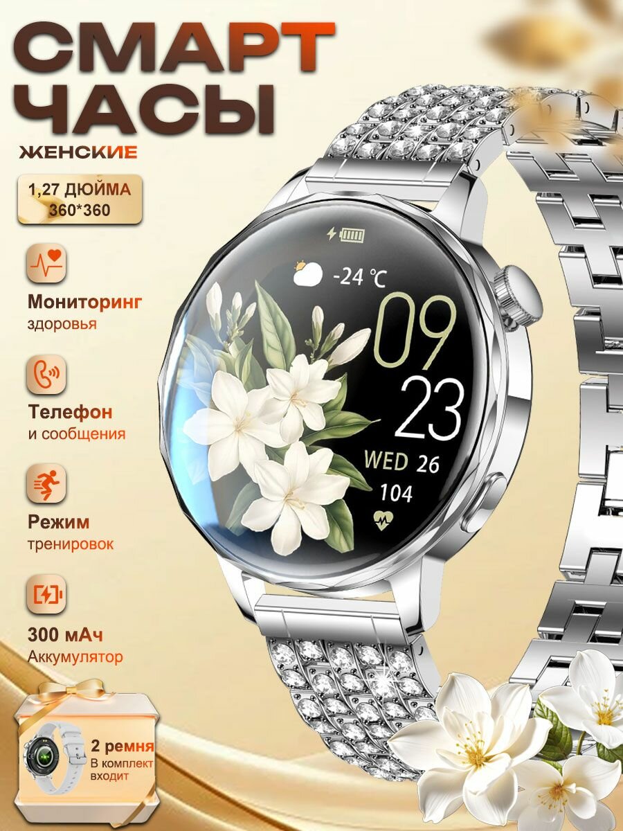 Умные часы для женщин Android/iPhone, фитнес-трекер с Bluetooth-звонками , Edition2025, (наручные смарт часы для айфон/андроид) электронные