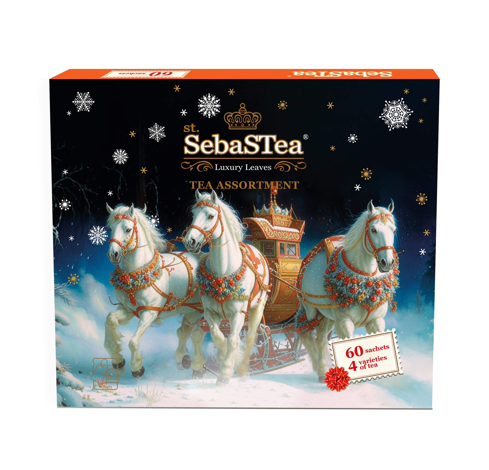 Коллекция чая SebaSTea "TROYKA" ассорти 60 пакетиков, 105гр