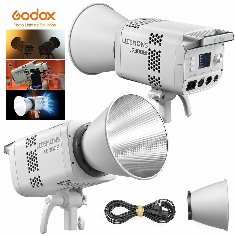 Godox LITEMONS LE300Bi 300Вт двухцветный светодиодный свет COB для заполняющего освещения в видеозаписи Vlog Вспышка