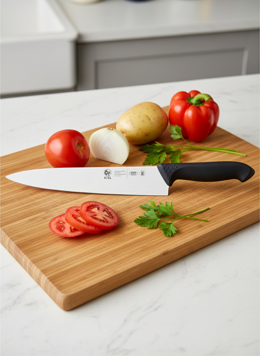 Нож поварской 250/390 мм. Шеф черный, узкое лезвие HoReCa Icel