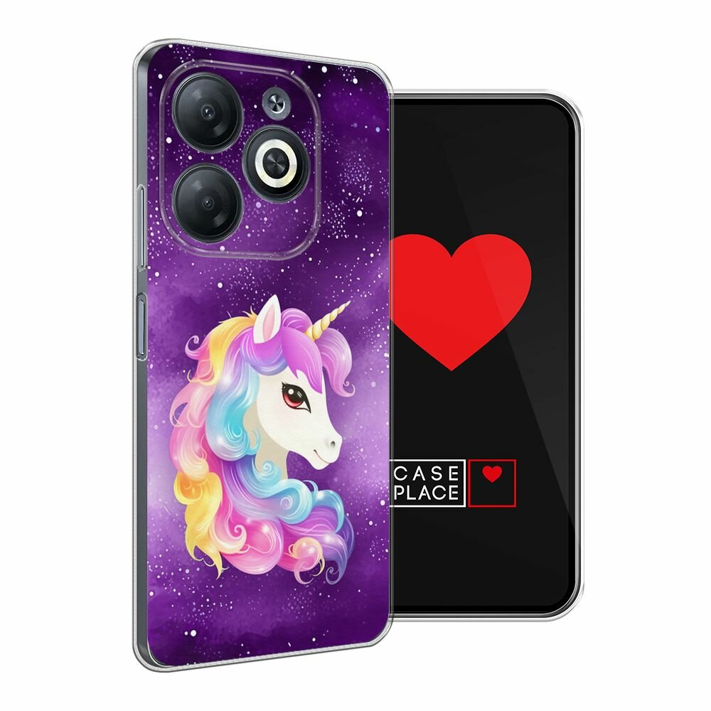Чехол на Infinix Smart 8/8 HD/HOT 40i / Инфиникс Смарт 8/8 HD/HOT 40i с принтом "Кудрявый единорог" — фото 1