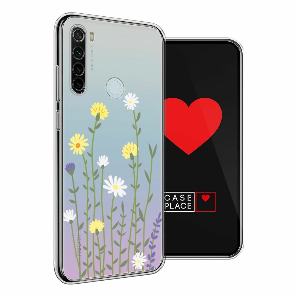 Чехол на Xiaomi Redmi Note 8T / Сяоми Редми Нот 8Т с принтом "Пучок полевых цветов", прозрачный — фото 1