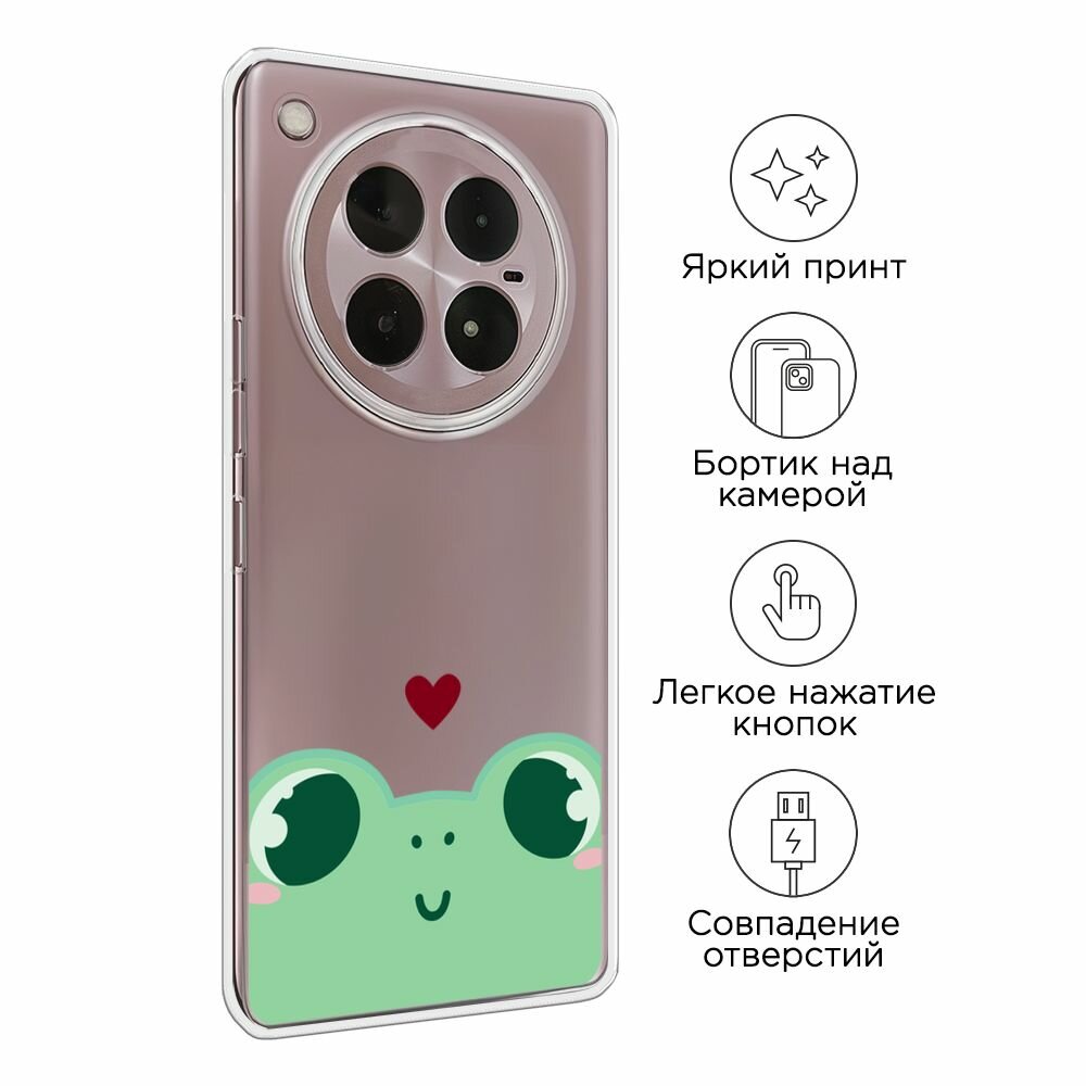 Чехол на Infinix Zero 40 4G / Инфиникс Зеро 40 4G с принтом "Влюблённая лягушка - 14 февраля", прозрачный — фото 1