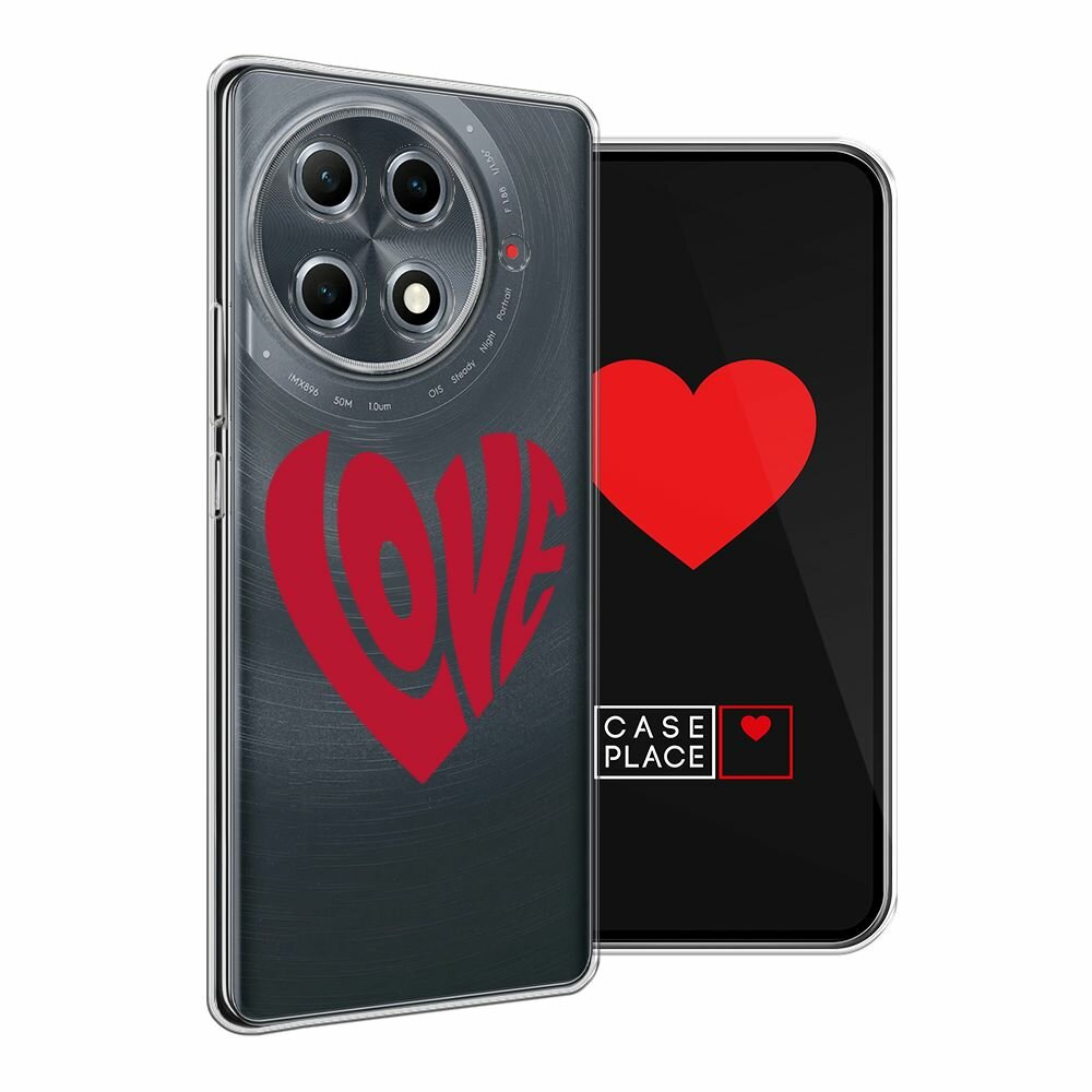 Чехол на Tecno Camon 30S Pro / Текно Камон 30S Про с принтом "Love heart 2 - 14 февраля", прозрачный — фото 1