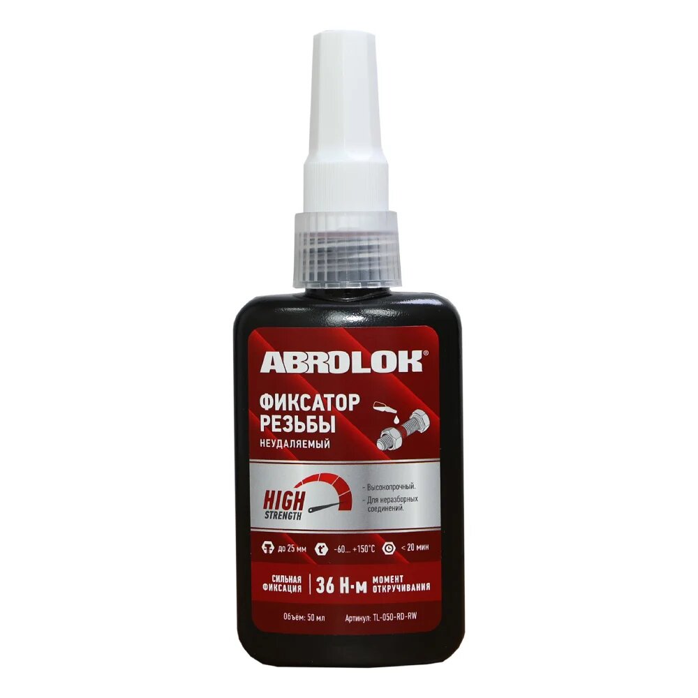 ABRO Фиксатор резьбовых соединений неудаляемый красный 50 мл MASTERS TL-050-RD-RW