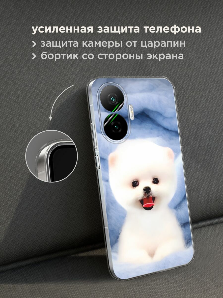 Силиконовый чехол на Poco F7 / Поко F7 с принтом Белый пёсик — фото 1