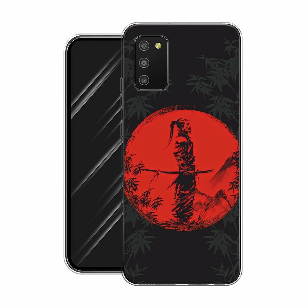 Чехол на Samsung Galaxy A02s / Самсунг Галакси A02s с принтом "Самурай на красном фоне" — фото 1