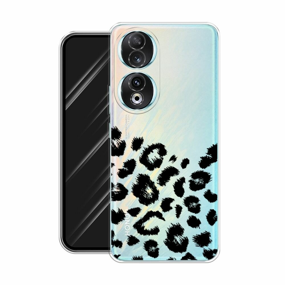 Чехол на Honor 90 / Хонор 90 с принтом "Окрас леопарда фон черный", прозрачный — фото 1