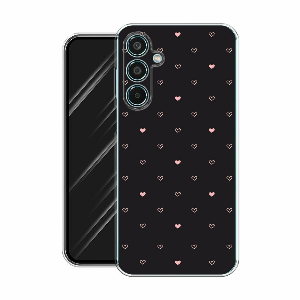 Чехол на Samsung Galaxy M35 / Самсунг Галакси M35 с принтом "Черный фон и сердечки" — фото 1