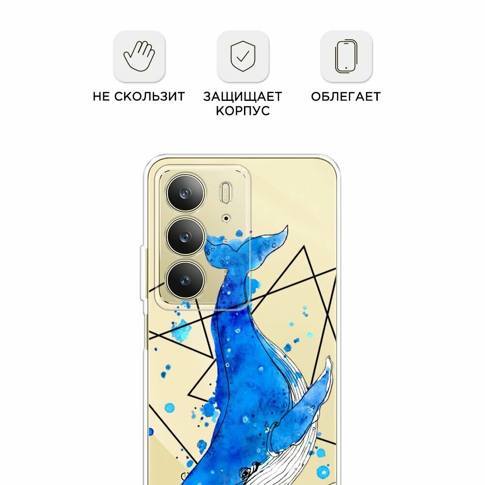 Чехол на Realme C75 4G / Реалми C75 4G с принтом "Кит графика", прозрачный — фото 1