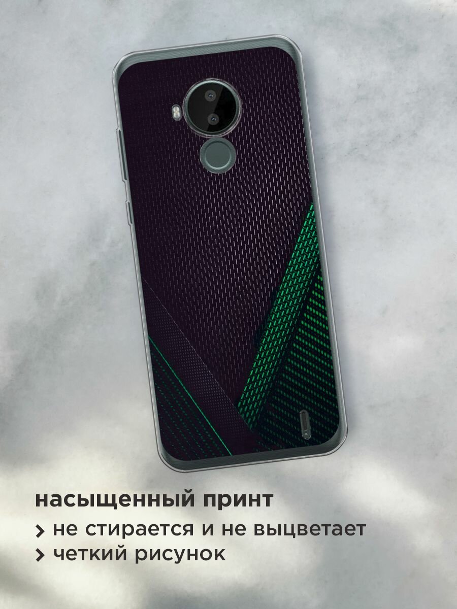 Силиконовый чехол на Nokia C30 / Нокия C30 с принтом "Зеленый карбон" — фото 1