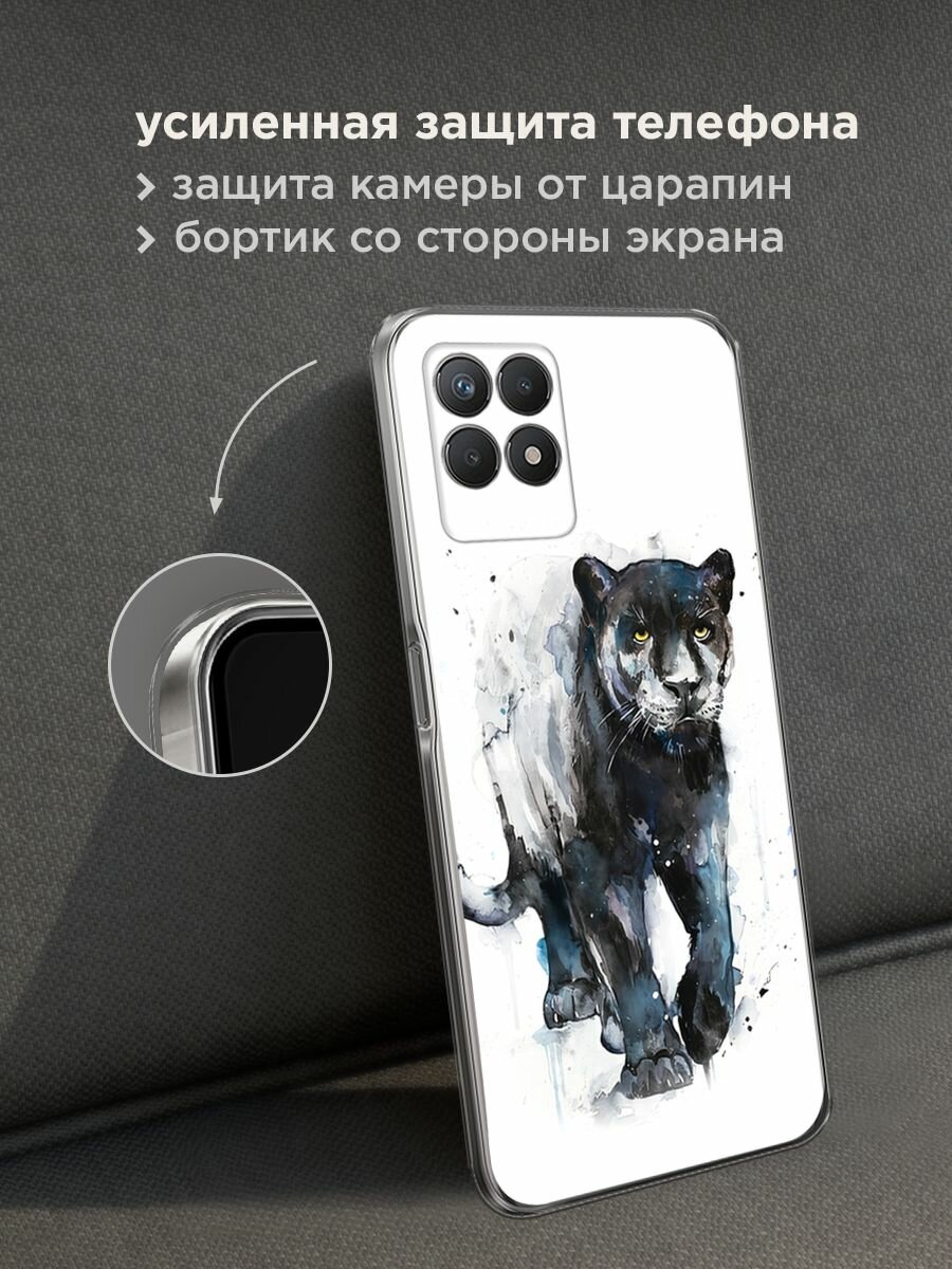 Силиконовый чехол на Realme 8i / Реалми 8i с принтом "Пантера арт 3" — фото 1