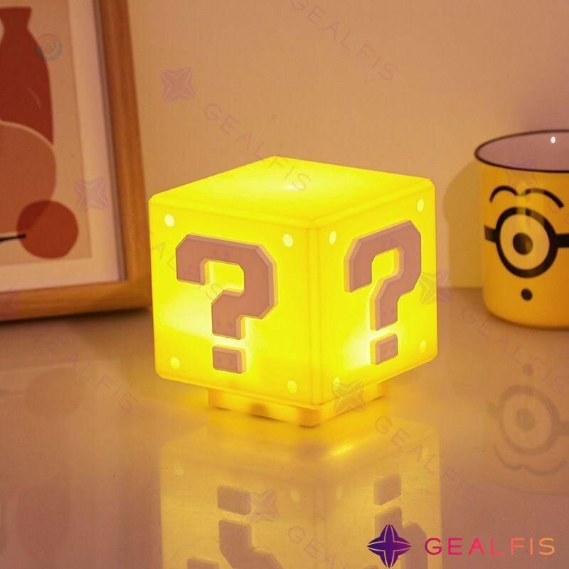Беспроводной ночник блок вопроса Super Mario со звуком, USB-лампа для прикроватного света и атмосферы, портативный светильник-аксессуар для геймеров и подарок фанату;