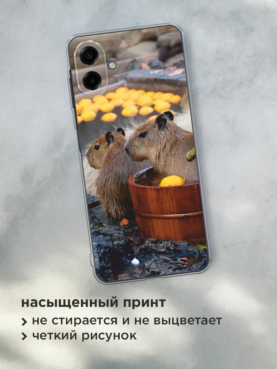 Чехол на Samsung Galaxy A07/A08 / Самсунг А07/А08 с принтом "Капибары отмокают" — фото 1