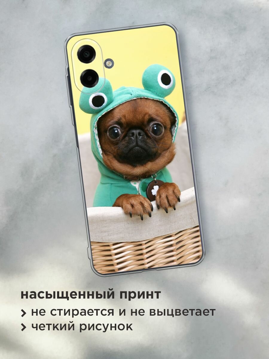 Чехол на Samsung Galaxy A07/A08 / Самсунг А07/А08 с принтом "Собачка в шапке лягушки" — фото 1