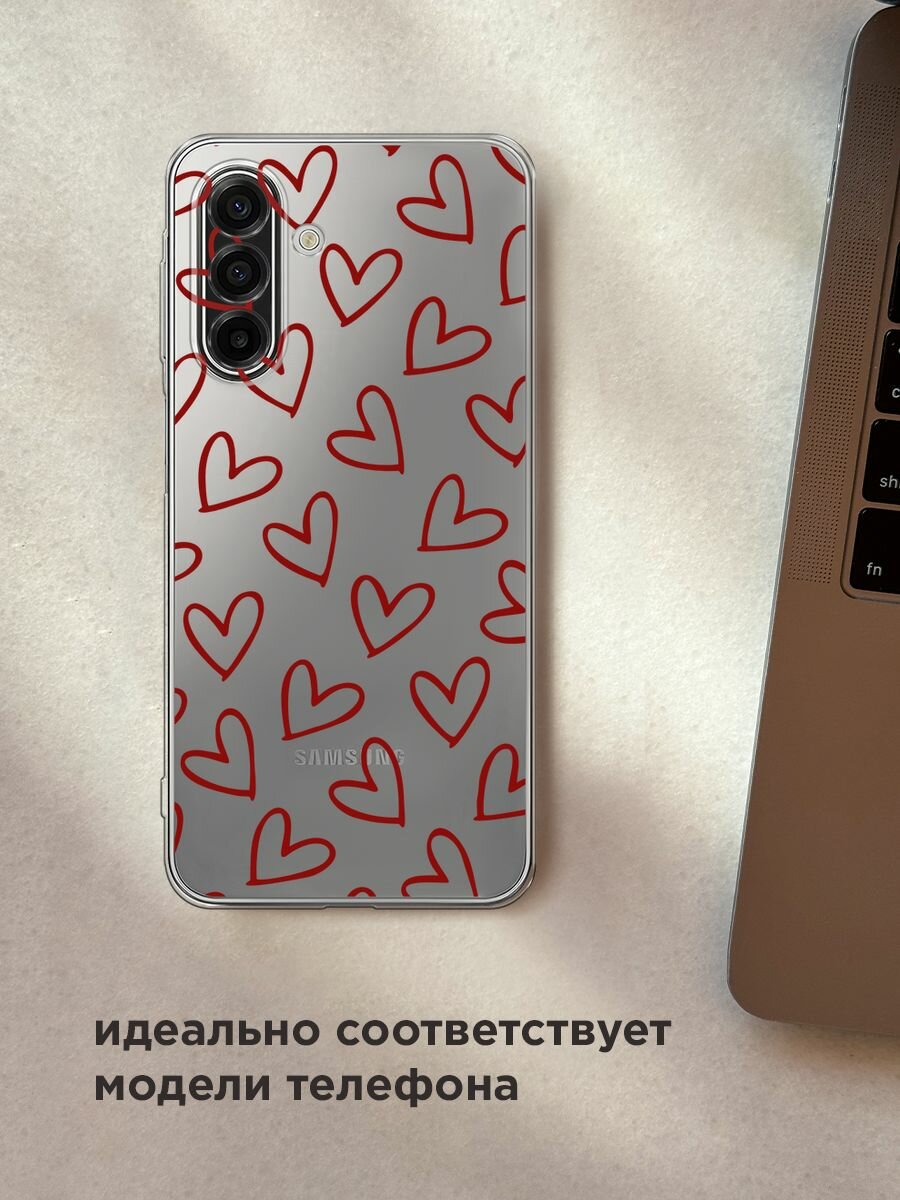 Чехол на Samsung Galaxy A17 / Самсунг А17 с принтом "Little hearts doodles 2 - 14 февраля", прозрачный — фото 1