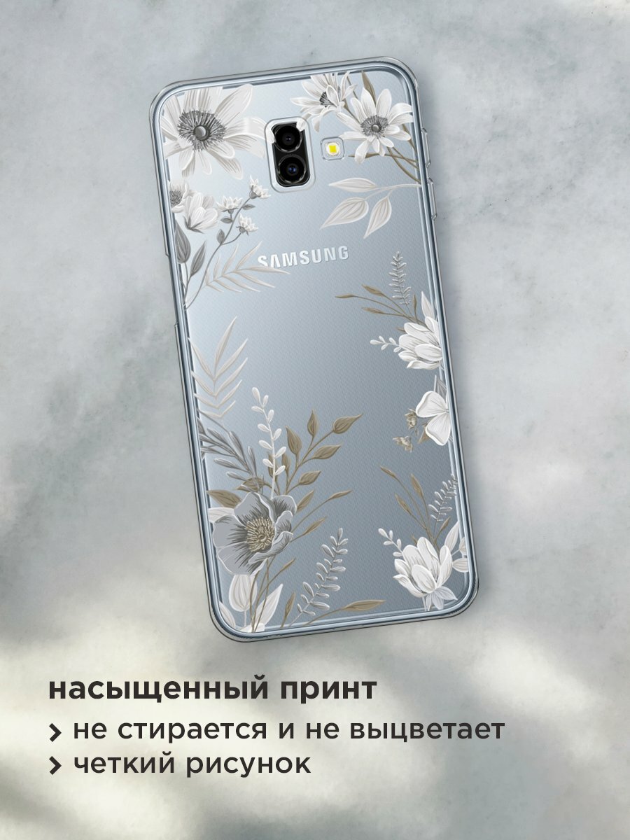 Чехол на Samsung Galaxy J6 + / Самсунг Галакси J6 Плюс 2018 с принтом "Цветы сепия 3" — фото 1