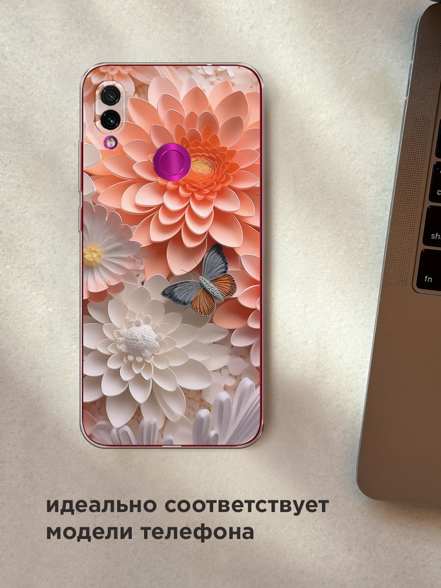 Чехол на Xiaomi Redmi Note 7 / Сяоми Редми Нот 7 с принтом "Бумажные цветы" — фото 1